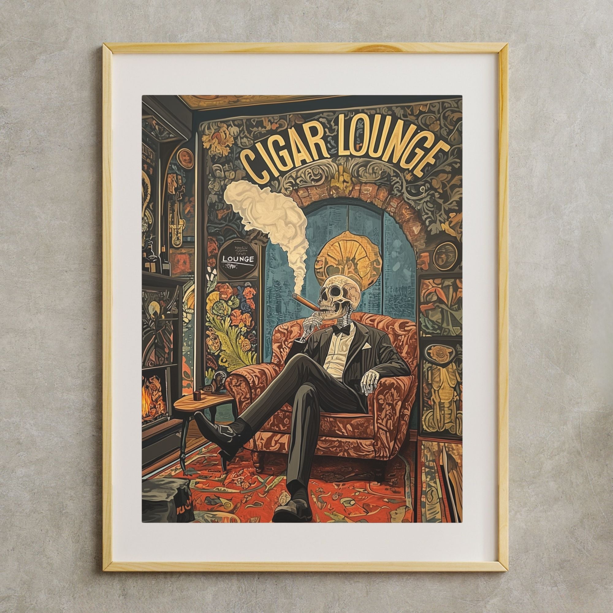 Skeleton Cigar Lounge Wall Art Poster 1 – Cigar Style Co.
